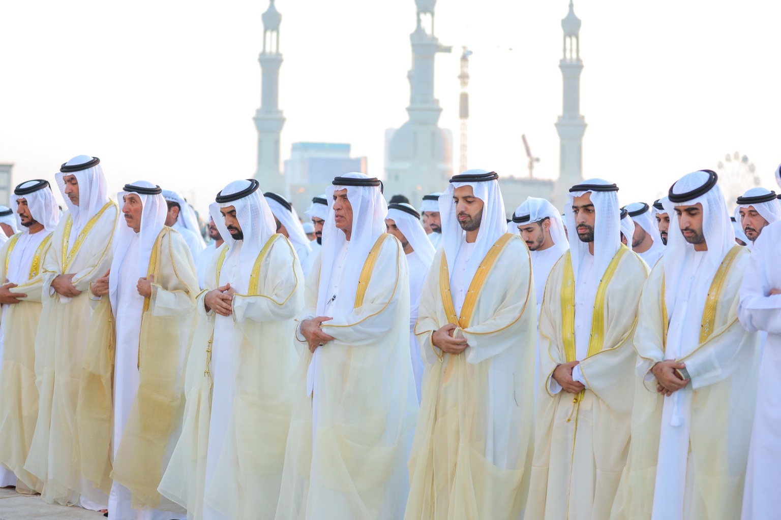 Saud bin Saqr performs Eid Al Fitr prayer at Khuzam's Eid Grand Musalla ...